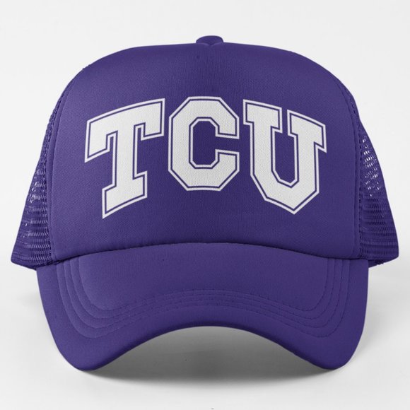 Accessories | New Tcu Horned Frogs Big Initials Wordmark Foam Trucker Mesh Snapback Hat Purple ...